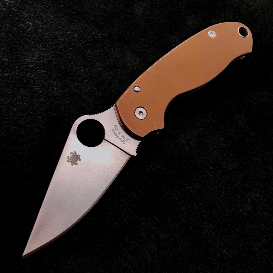 Spyderco Para 3 C223GP w/ Dirty Bronze Titanium Scales and polished ...
