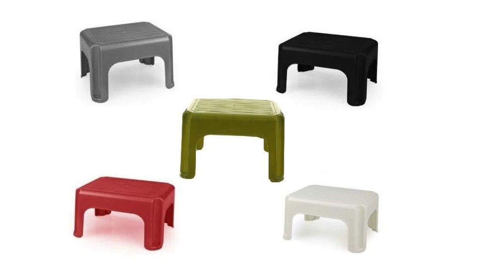 PLASTIC STEP UP STOOL MULTI PURPOSE LIGHTWEIGHT KITCHEN BATHROOM OFFICE ...