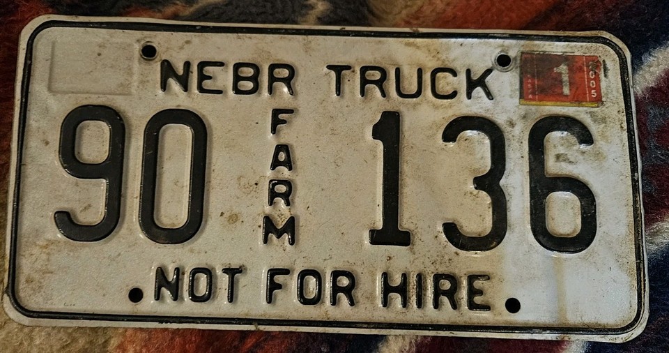 Nebraska License Plate 1990 Farm Tag Estate Item As Is Cond Good ...
