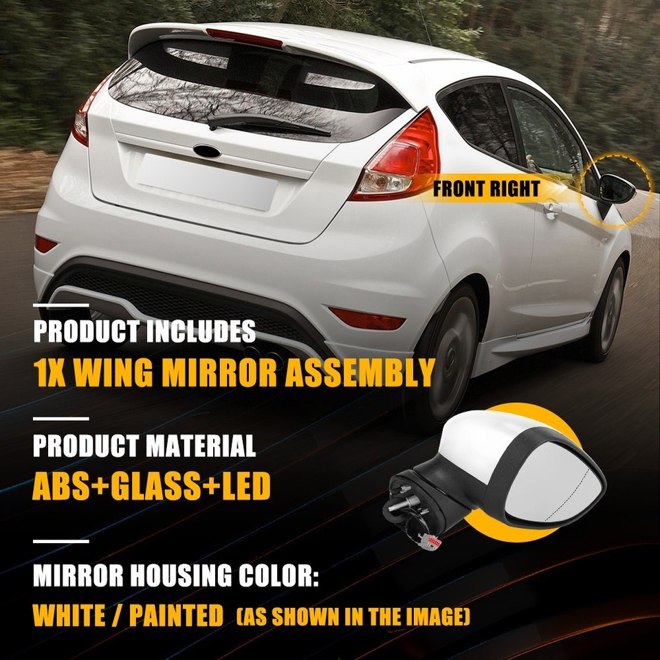 For Ford Fiesta Mk7 08-2012 Right Driver Side Electric Door Wing Mirror ...