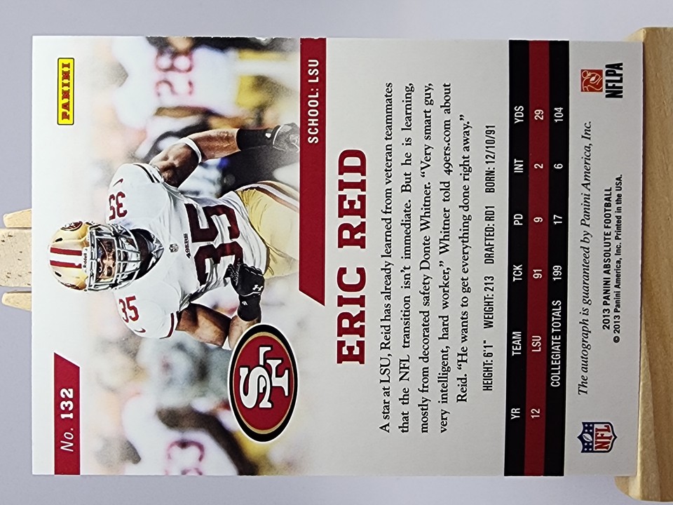 Eric Reid 2013 Absolute Spectrum Autograph Black #132 /5 Auto Rookie RC ...