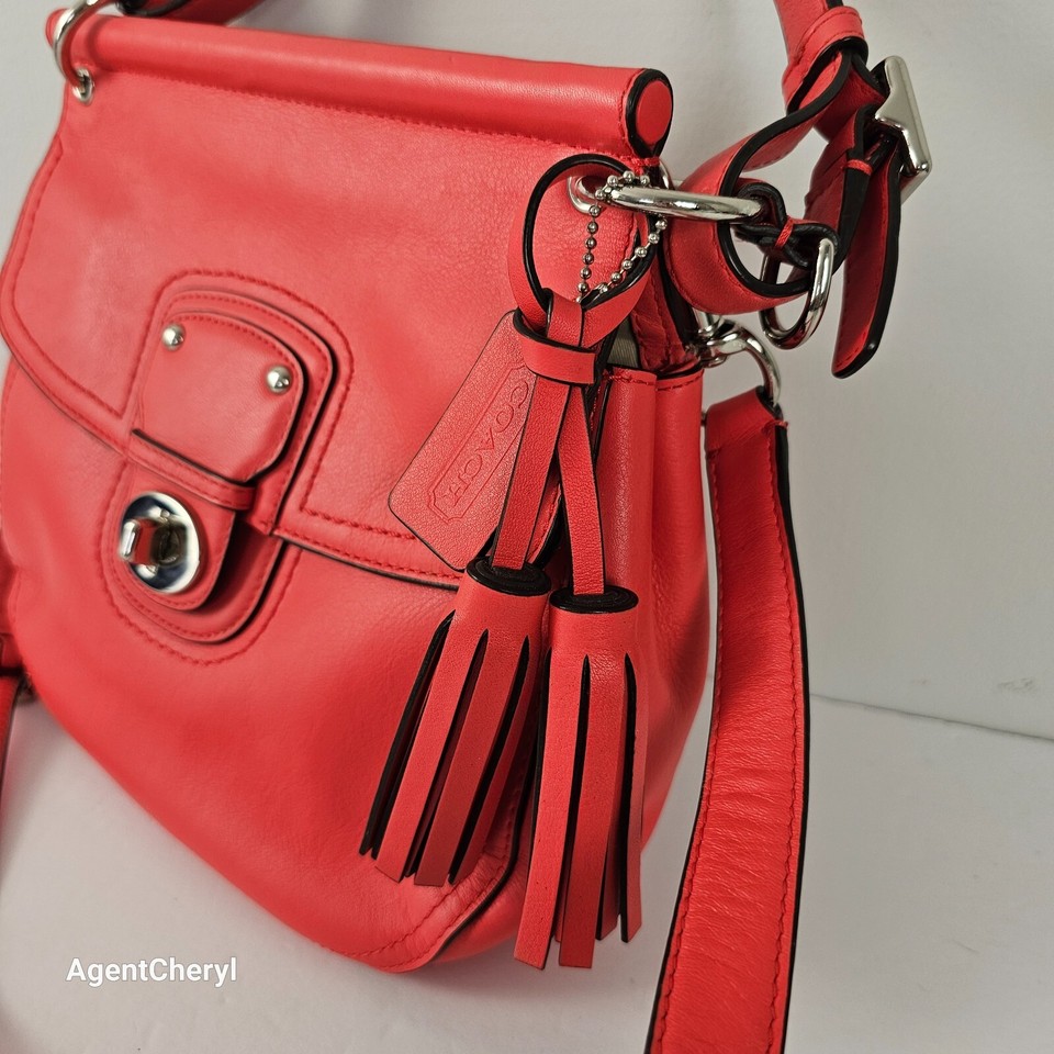 COACH Willis Coral Glovetanned Leather 22382 Crossbody Shoulder Bag ...