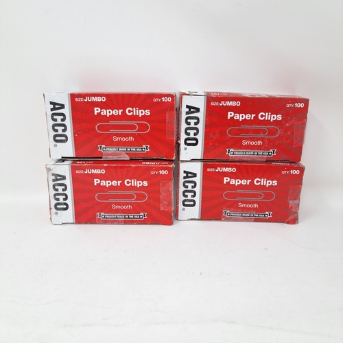 Acco jumbo size paper clips non-skid 100Ct x 4 | eBay
