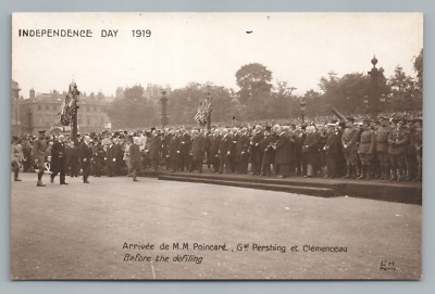 General Pershing Reviewing WWI Troops RPPC Antique PARIS Photo—Flags ...