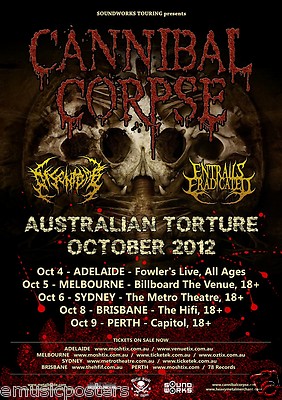 CANNIBAL CORPSE / DISENTOMB "AUSTRALIAN TORTURE 2012" CONCERT TOUR ...