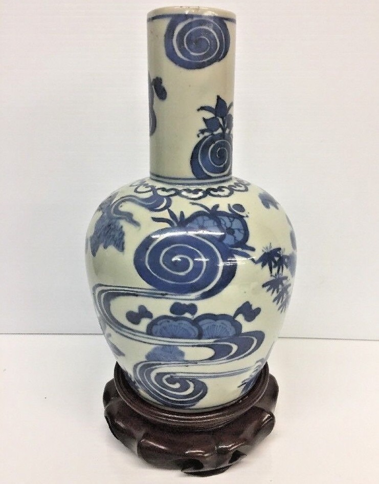 Antique Chinese Blue and White Porcelain Vase Transitional Period 17th ...