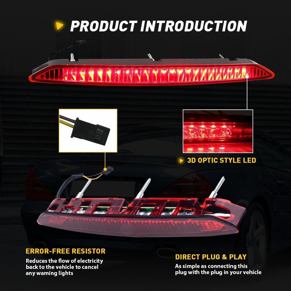 For BMW Z4 E85 Trunk 03-08 3rd Third Brake Light Stop Clear Lens ...