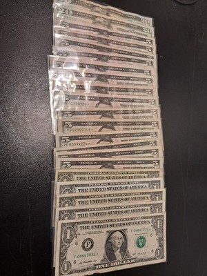 USA currency paper money star notes 1s 5s 20s . over 100$ Face Value 21 ...