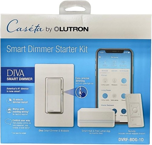 Lutron Diva Smart Dimmer Switch Starter Kit for Caseta Smart Lighting ...