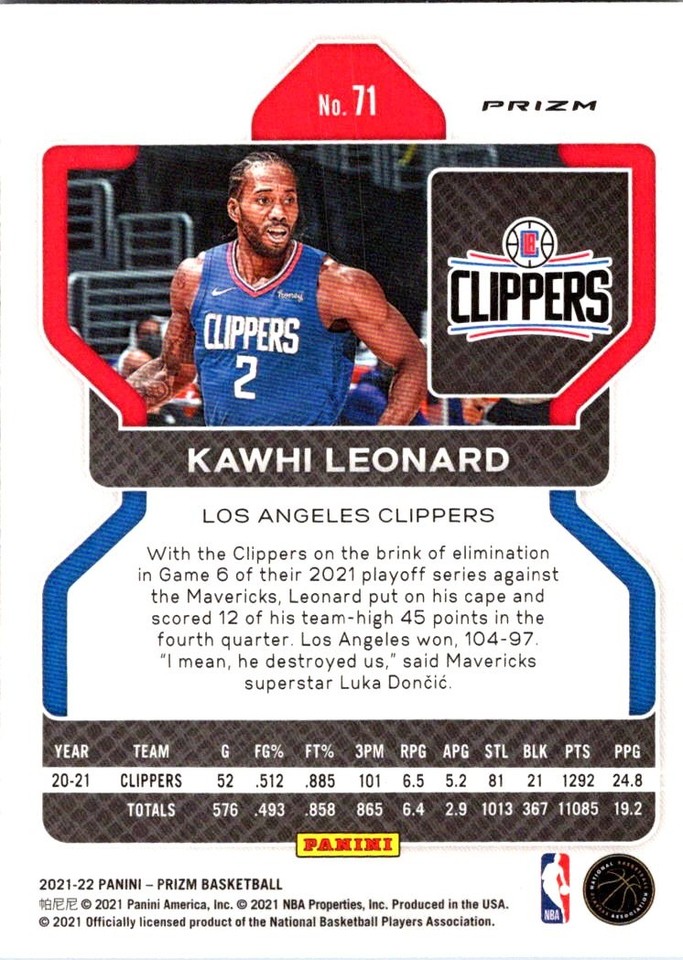 2021-22 Panini Prizm #71 Kawhi Leonard Red White and Blue | eBay