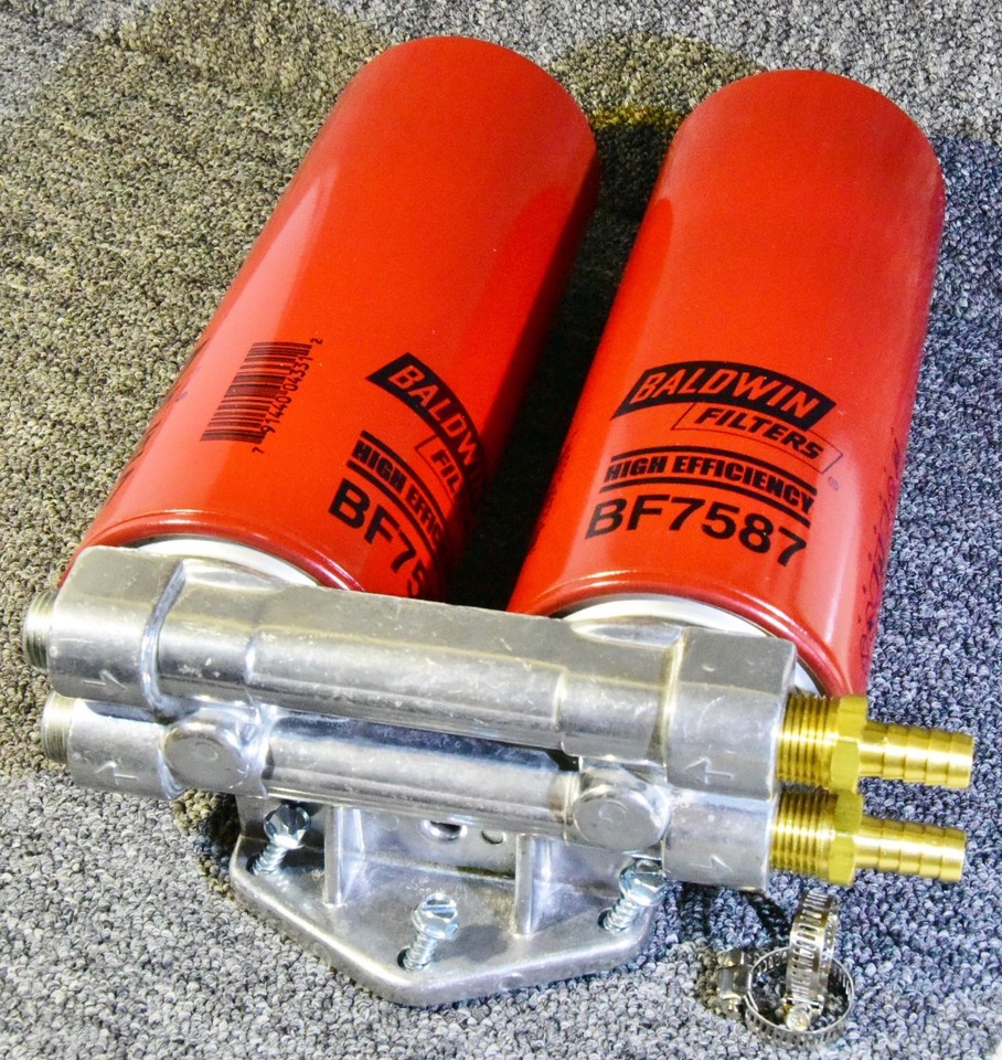 Cummins Diesel Remote 1 Micron Fuel Dual Filter Mount, NO Filters ...