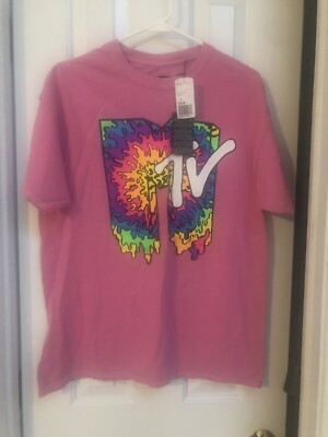 MTV Shirt Mens Pink Cotton Music Television Logo Sz Small | eBay