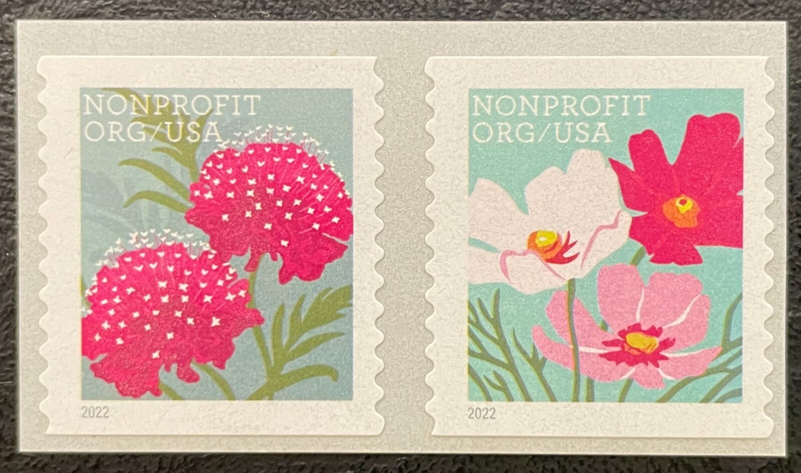 2022 Scott #5664-5665, Presort BUTTERFLY FLOWERS - MNH - Strip of 2 ...