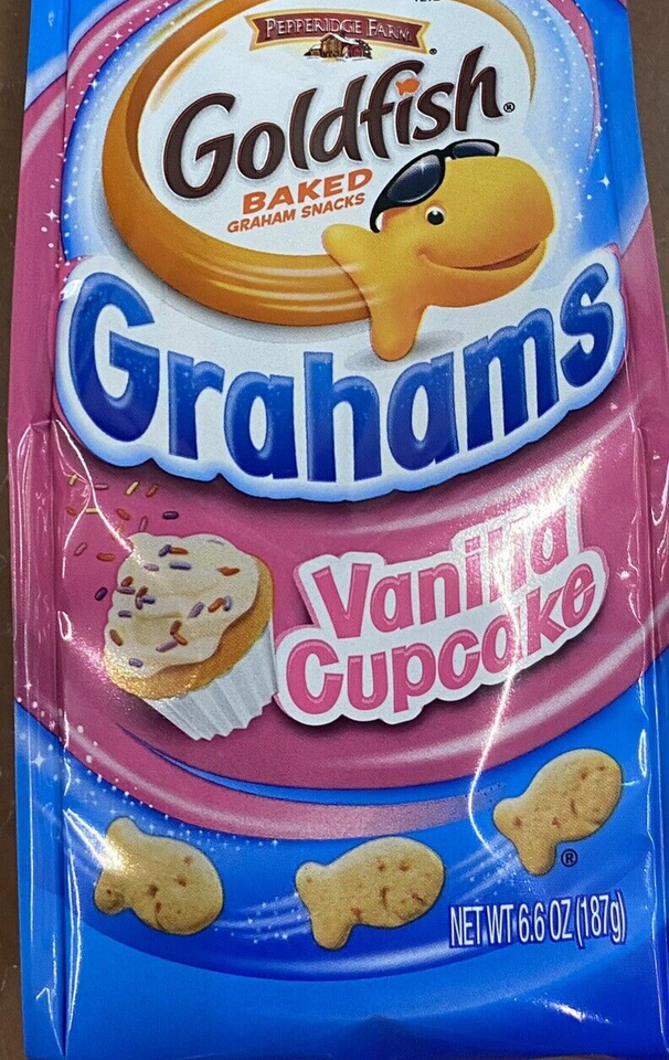 4x Pepperidge Farm Goldfish GRAHAMS VANILLA CUPCAKE Baked Crackers 6 ...