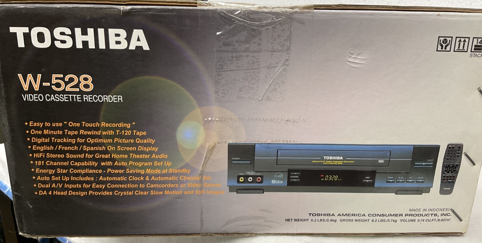Toshiba W-528 VCR Video Cassette Recorder VHS Player 4 Head HiFi New In ...
