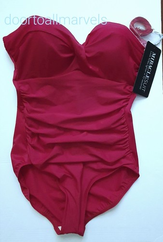 Miraclesuit Madrid Grenadine Red Slimming One Piece Swimsuit Women sz ...