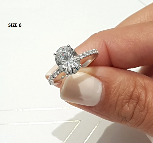 14K White Gold Plated 9x7 MM Oval Cut Simulated Diamond Hidden Halo ...