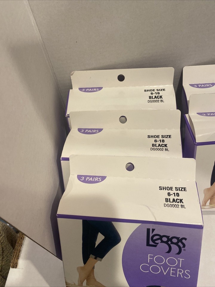 Lot 5 Boxes L'eggs Foot Covers Shoe Size 6-10 Black & Nude = 15 Total ...