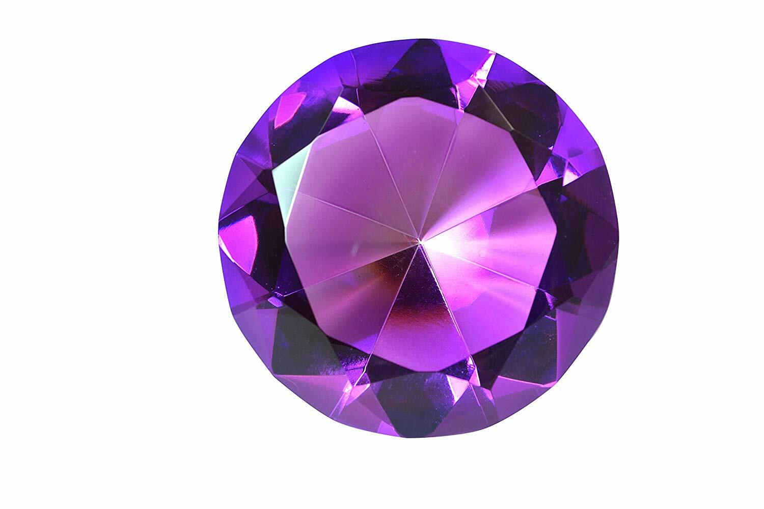 80 mm Amethyst Purple Diamond Shaped Crystal Jewel Paperweight by ...