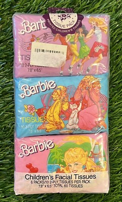 Vintage 1988 Barbie Children Facial Tissues Brand New Sealed in Package ...