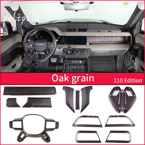 13PCS Oak Grain Central Control Trim Cover For Land Rover Defender 110 ...