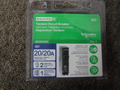 *NEW* Square D QO 2-20 Amp Single-Pole Tandem Circuit Breaker, QO2020C ...