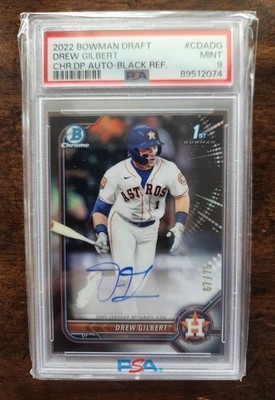 Drew Gilbert 2022 Bowman Draft Chrome 1st Auto RC Black Refractor /75 ...