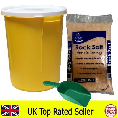 25 Litre YELLOW GRIT BIN ROCK SALT BIN Dustbin De Ice 25L Storage ...
