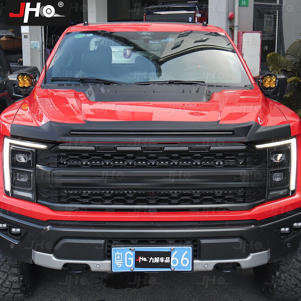 Front Bug Shield Hood Deflector Guard with Light for Ford F150 Raptor ...
