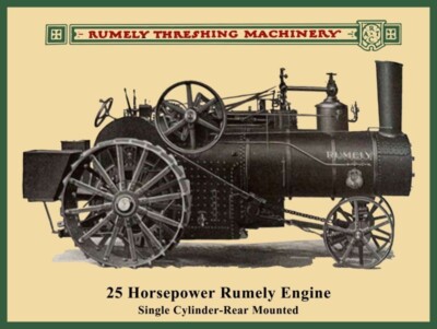 25 HP Rumely Steam Engine, Threshing Machine New Metal Sign: 9x12 ...