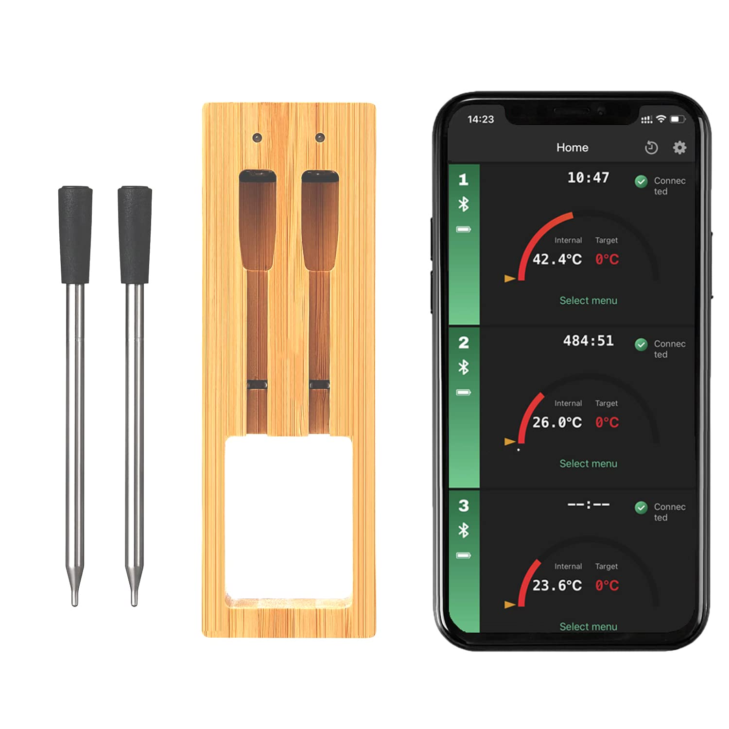 Wireless Meat Thermometer, Digital Bluetooth Meat Thermometer for Grill ...