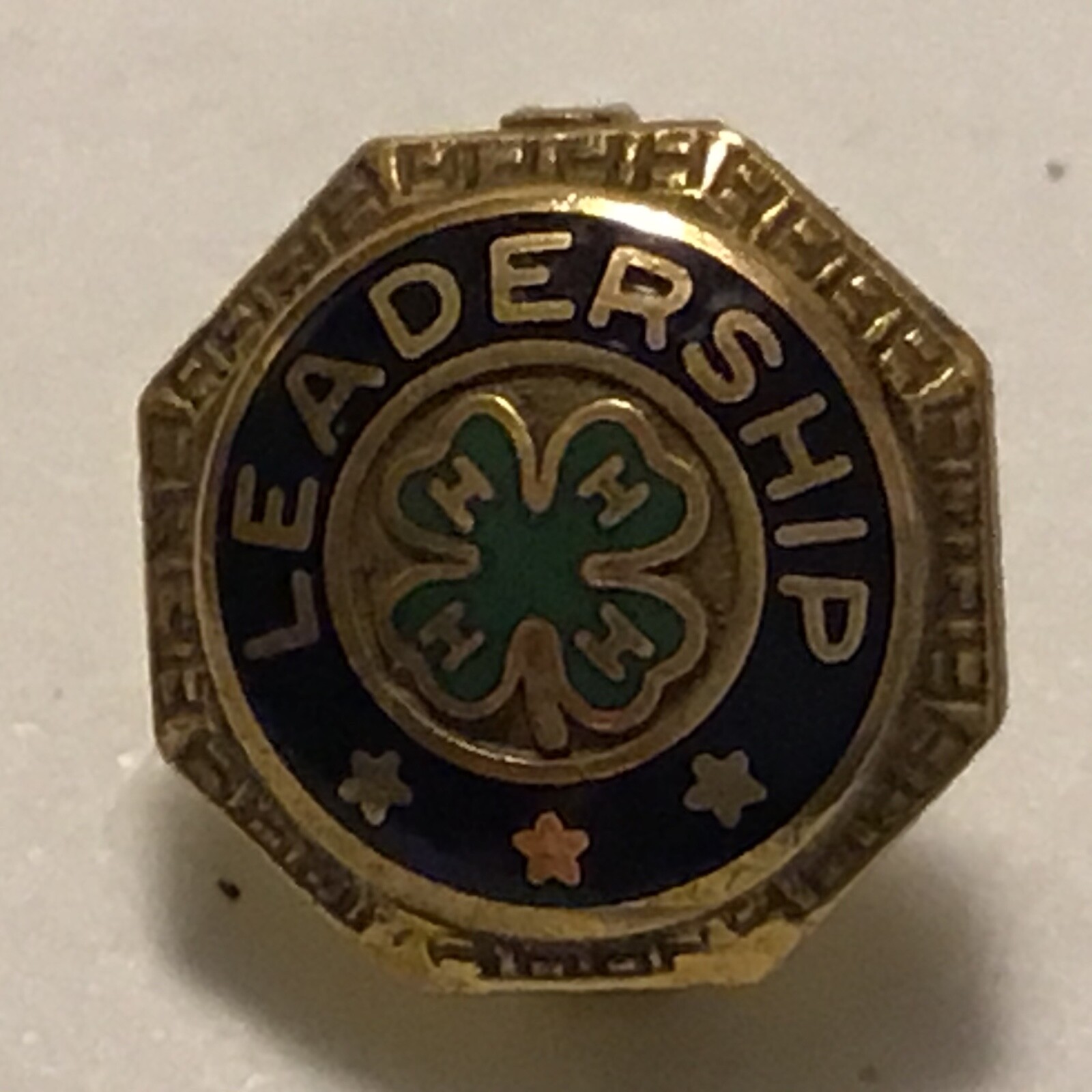 Vintage 4-H Clover Enamel Leadership Pin Gold Filled 1/20 10K Miniature ...