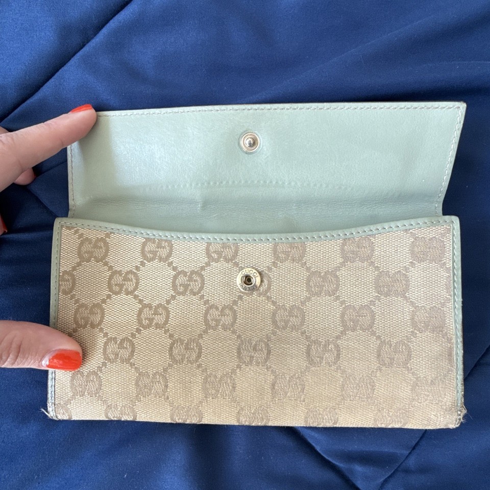 GUCCI GG Logo Heart Canvas Leather Long Bifold Wallet/2AF1149 | eBay