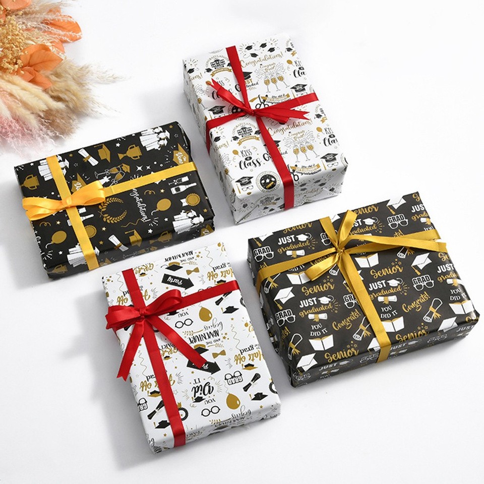 6 Sheets Graduation Theme Wrapping Paper Graduation Gift Bouquet ...