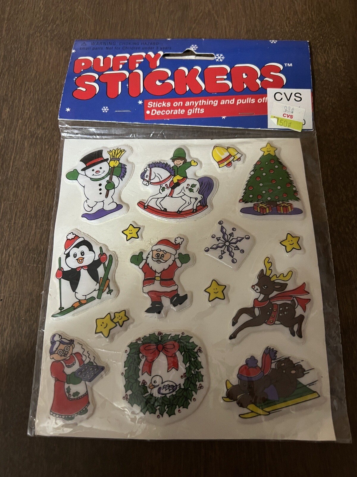 Sheet Of Puffy Christmas Stickers Vintage Cvs Fun World New Nos | eBay