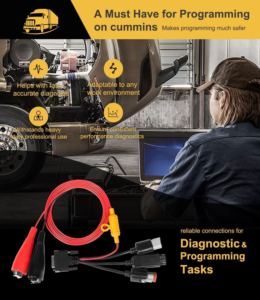 for Nexiq MPS-493033 3-Pin Deutsch, 2-Pin for Cummins Adapter ...