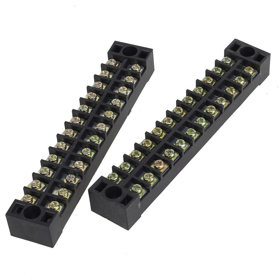 5 PCS 12 Positions Screw Terminal Strip Block 600V 15A Dual Row ...