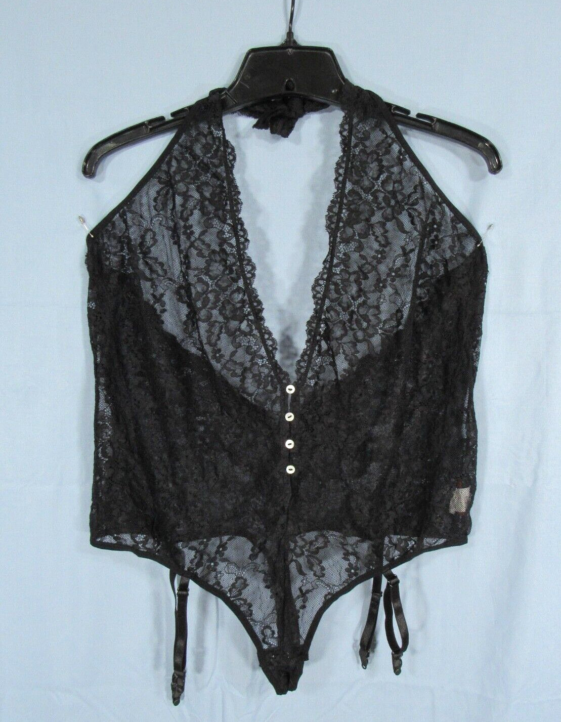 RISQUE Sheer MESH LACE Tie Halter STRAPPY Black G-STR… - Gem