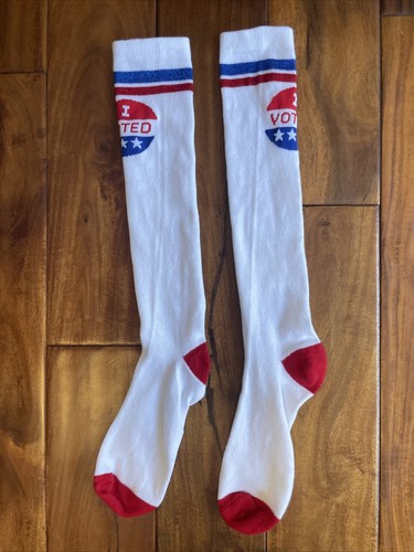 I Voted Socks Blue Red White Womens Knee High Sock Vote One Size Nwot | eBay