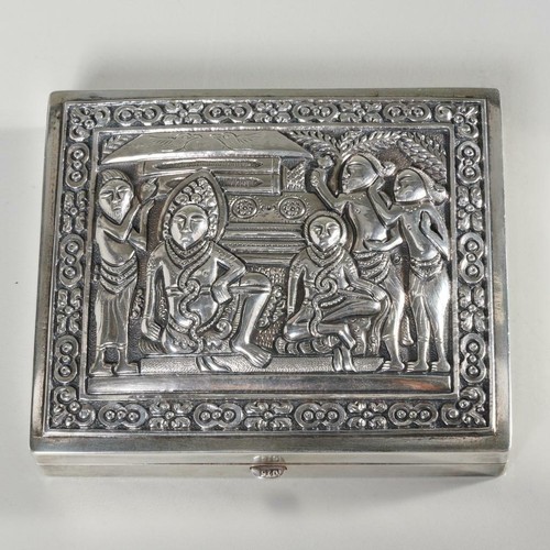 Siam Thai Sterling Silver Cigarette Case Box with Repousse Deity ...