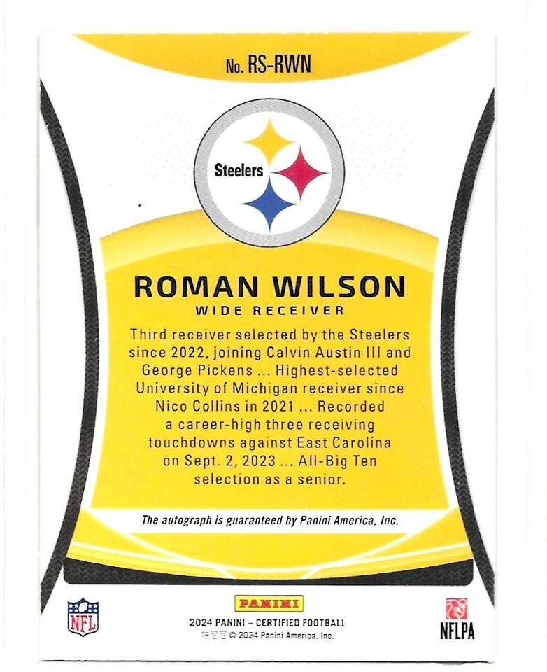 2024 Certified Rookie Signatures #16 Roman Wilson Auto /149 | eBay