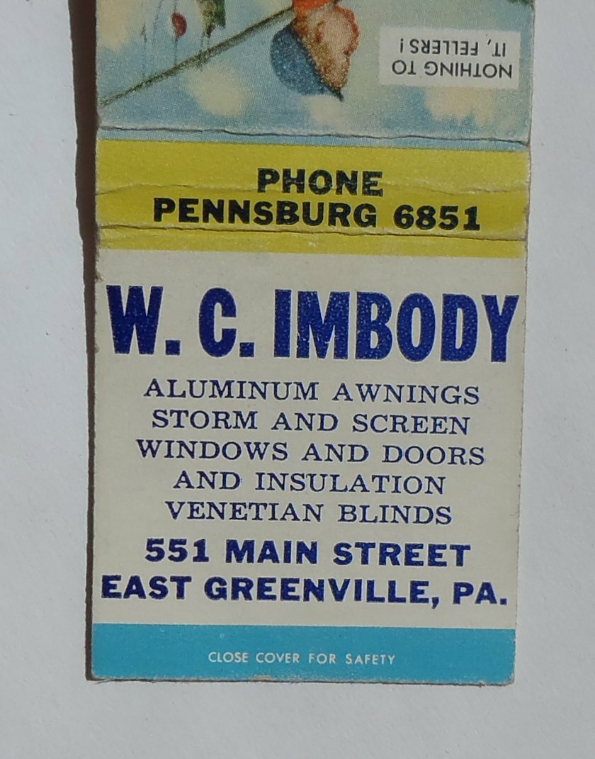 1950s W. C. Imbody Awnings Storm Screen Windows East Greenville PA ...