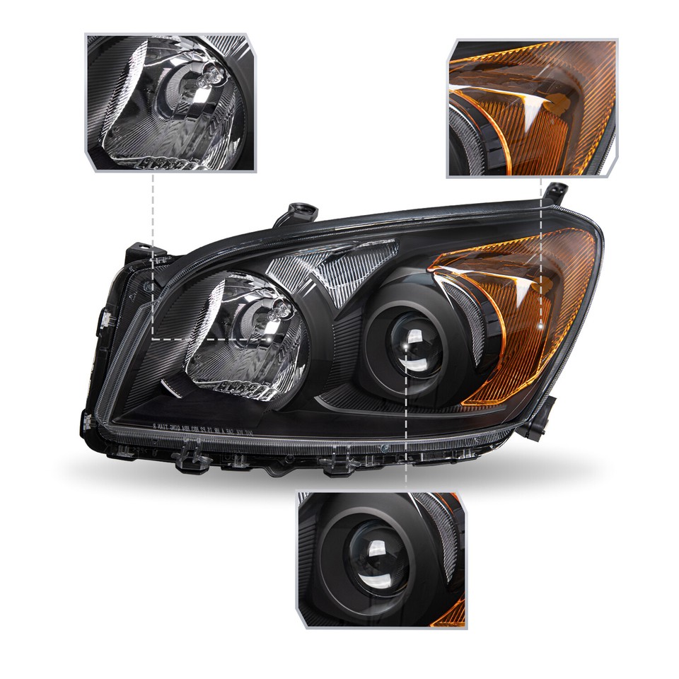 Fit 2009-2012 Toyota RAV4 RAV-4 Black Halogen Headlights Assembly ...