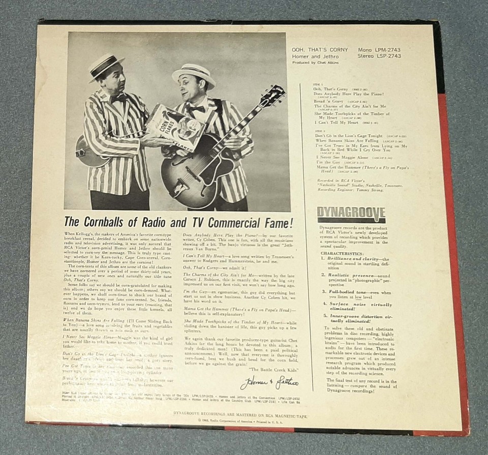 Homer & Jethro - Ooh, That's Corny (No paper sleeve) (LP Record Album ...