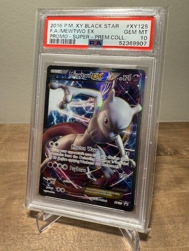 2016 Pokemon Black Star Full Art Mewtwo EX #XY12 Promo Super Prem Coll ...