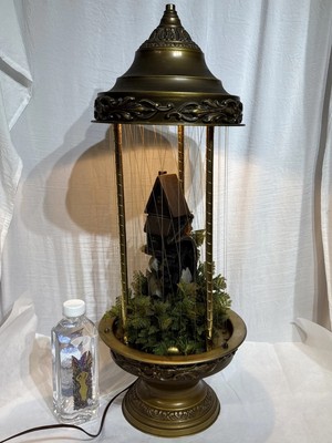 Vintage Grist Mill Water Wheel Table Top Rain Lamp With Oil Rainfall ...