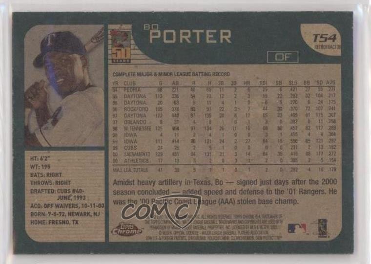 2001 Topps Traded & Rookies Chrome Retrofractor Bo Porter #T54 | eBay