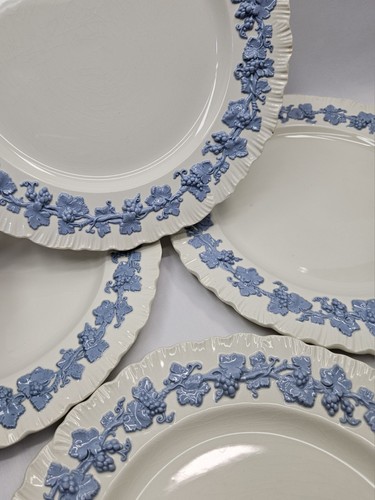 4 Wedgwood Queensware Lavender Blue on White Cream Dinner Plate Shell ...