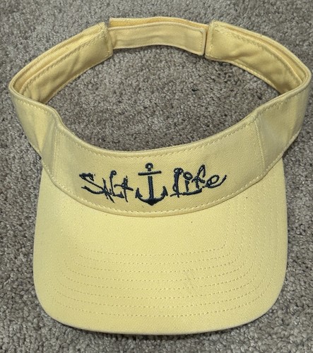 New Salt Life Visor Cap Hat Adjustable Back Salt Wash Yellow Live Salty ...