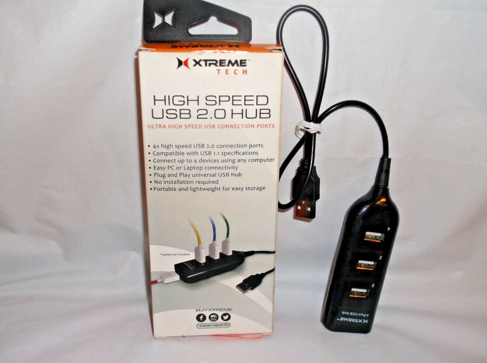 NIP Xtreme Tech High Speed 4 Port USB 2.0 Hub W/ Short Cable | eBay